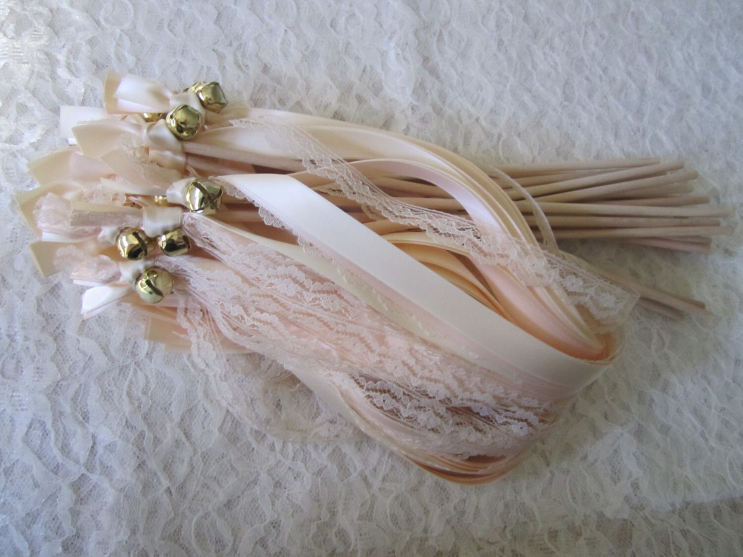 100 Wedding Wands Ribbon Wands Ivory Lace Ivory & Blush | Etsy