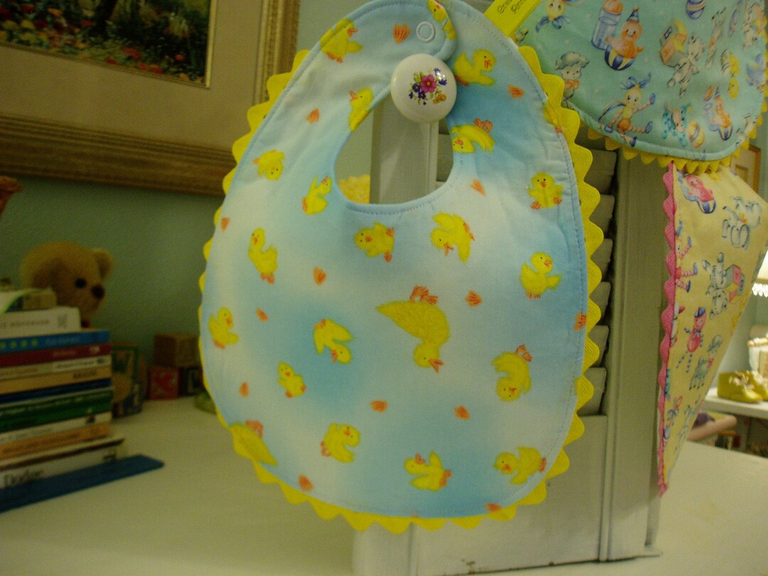 Sweet Yellow Ducks on Blue Trimmed With Ric Rac & Snap Closure - Etsy