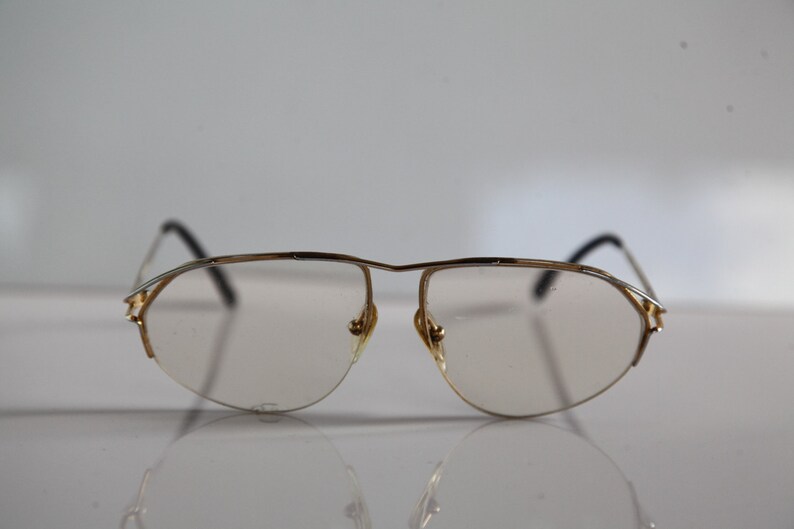 Vintage FLAIR Eyewear Gold and Chrome Half Rimless Frame - Etsy