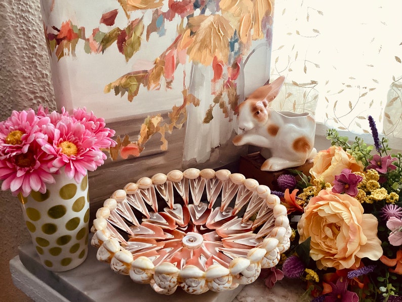 Seashell Shell Footed Table Bowl Made of Shells Spectacular - Etsy