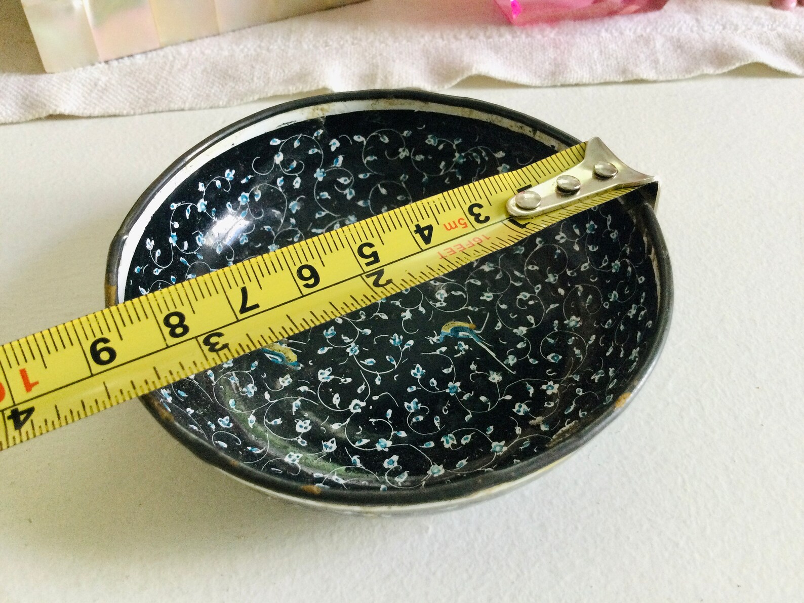 Antique Enamelware Graniteware Small Blue Ring Bowl With Tiny - Etsy