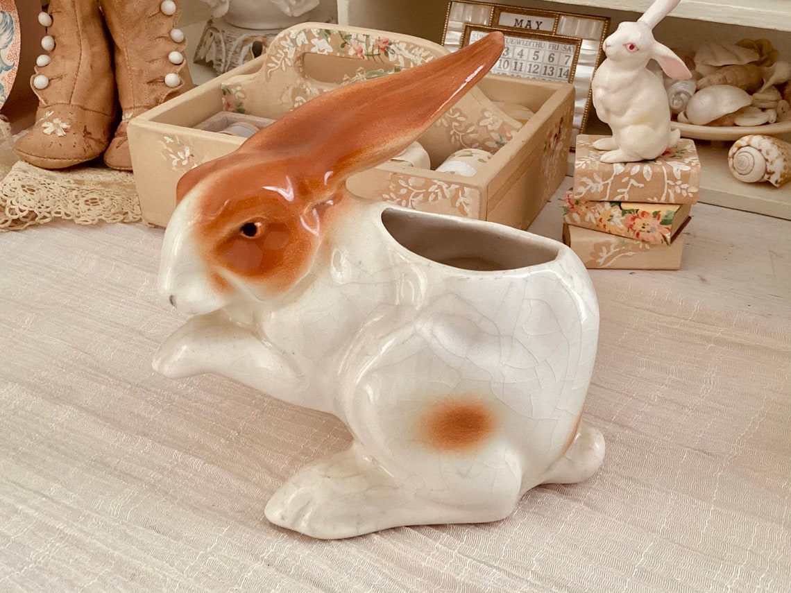 German Bunny Rabbit Planter Spotted Hare Easter - Etsy
