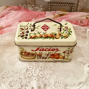 Antique Tin Box - Made in Italy - Tiny Snack Box - Sacier Harvest Fruit ...