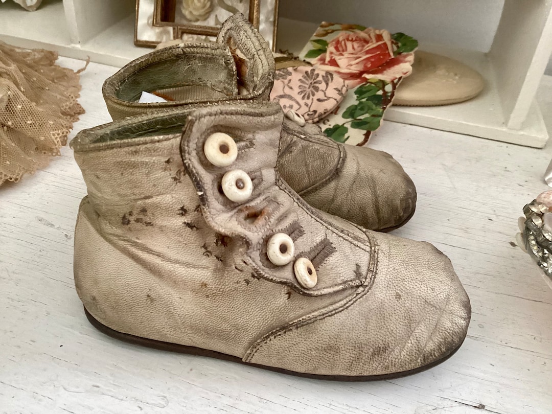High Button Baby Shoes, Antique, Brown With Five Buttons, Boots - Etsy