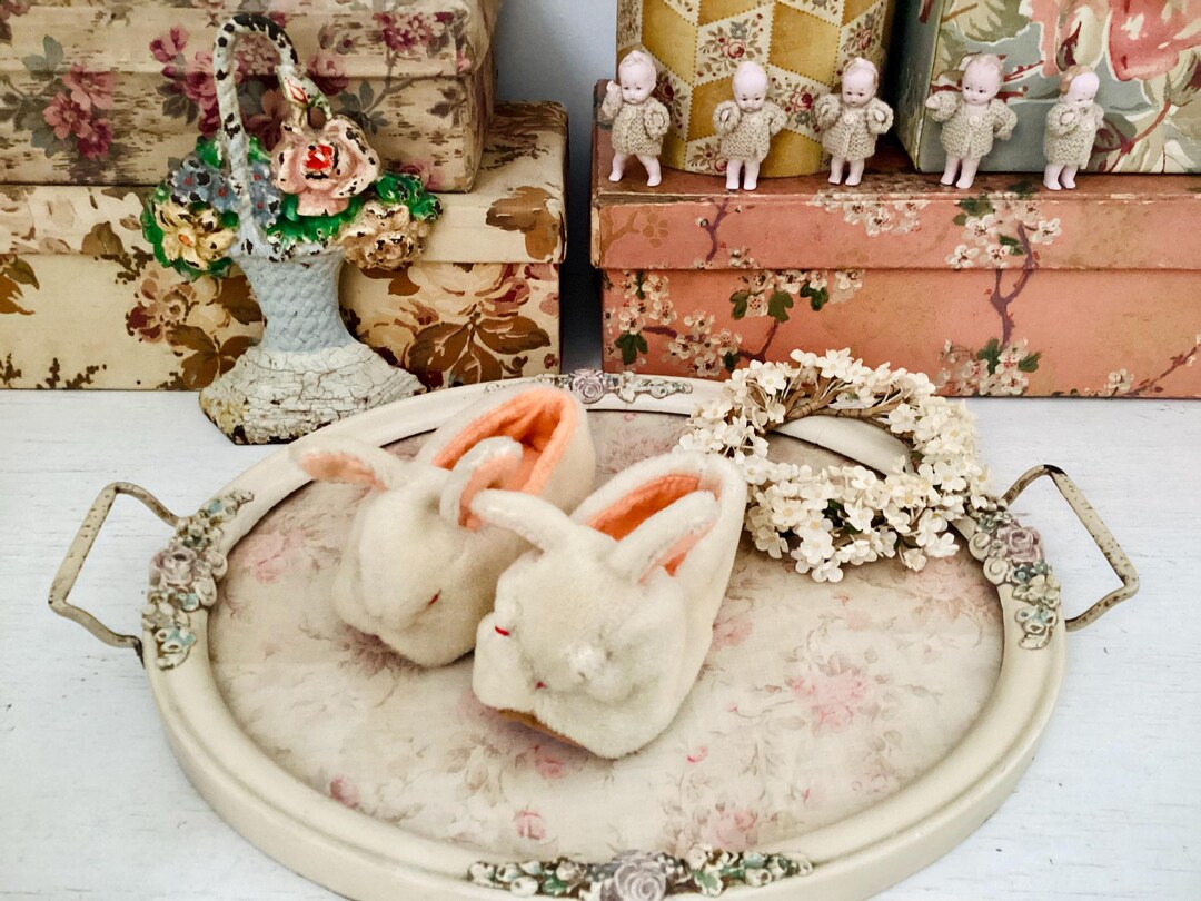 Vintage Mohair Bunny Rabbit Slippers for Baby, Toddler, Nursery - Etsy