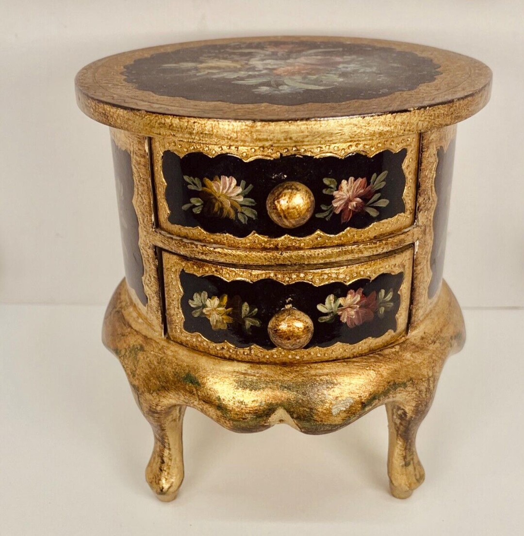 Vintage Italian Florentine Jewelry Chest - Gold, 2 Drawers - so Pretty ...