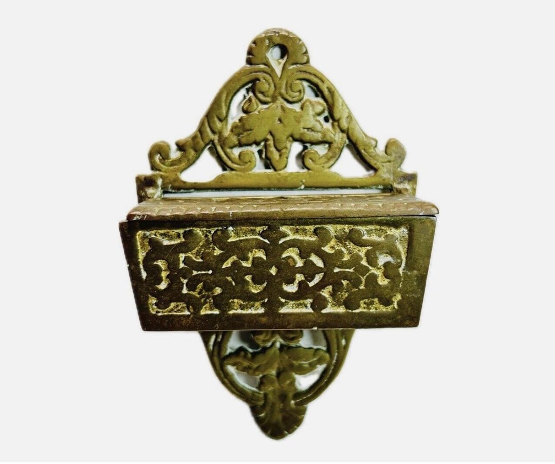 Brass Wall Match Holder - Antique Double Match Safe With Lidded Pocket ...