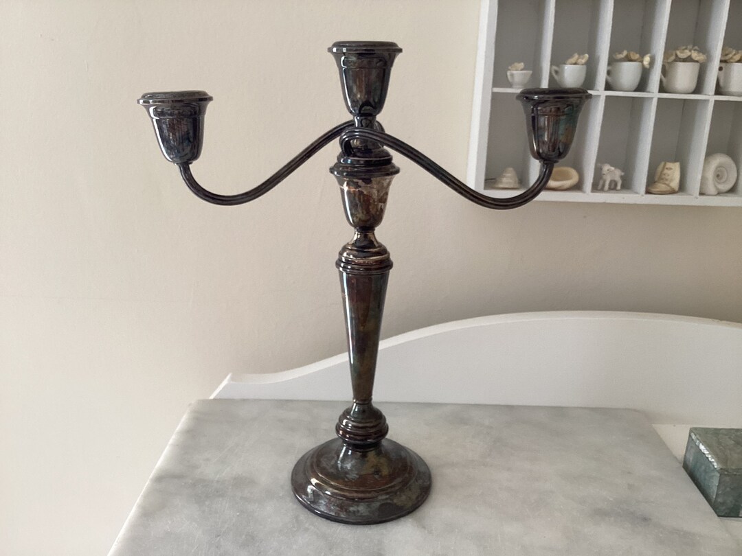 Pilgrim Silver Plated Three Armed Convertible to Single Gorgeous Candle ...