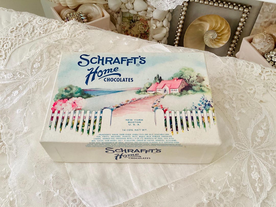 Antique Candy Box - Beautiful Little Rose Covered Cottage, Schraffts ...