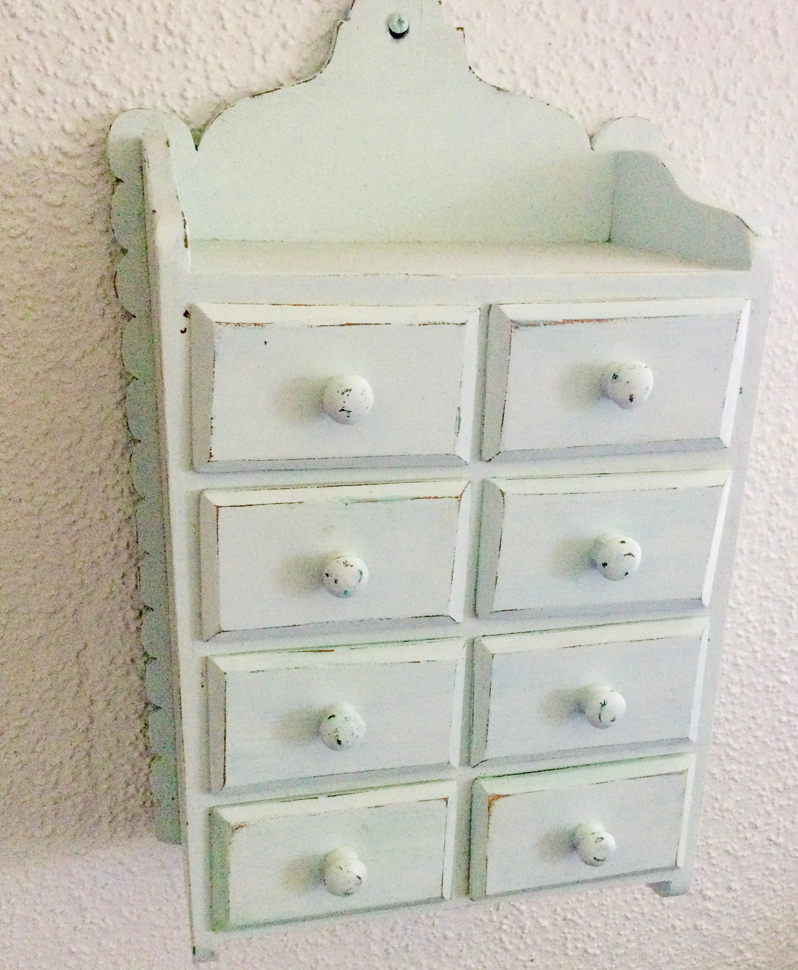 Antique Wall Spice Cabinet Hand Made 8 Drawers Aqua Blue - Etsy