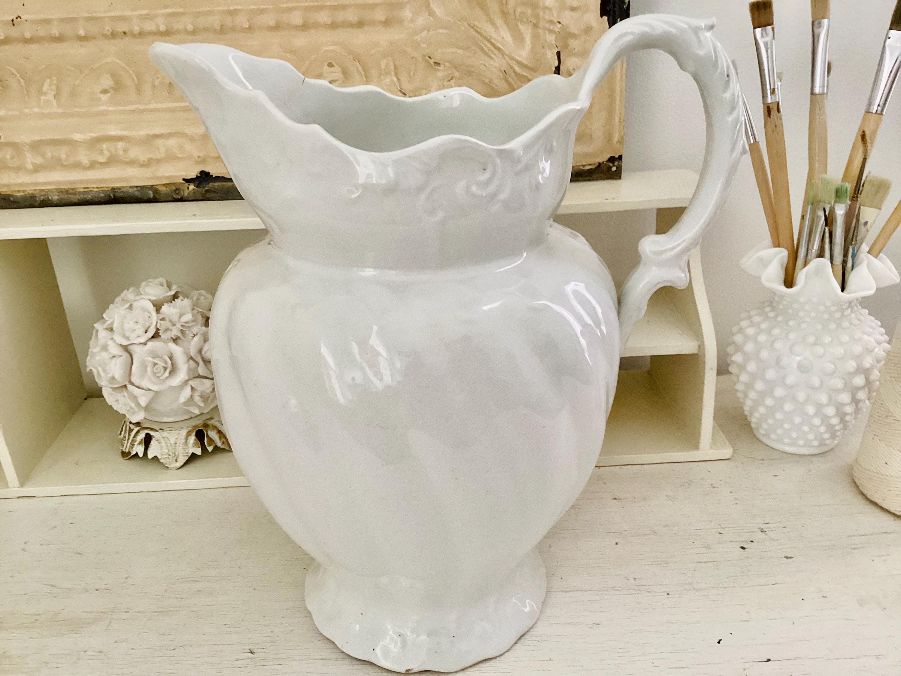 Antique Water Pitcher White Ironstone Porcelain, Stamped Sorosis - Etsy