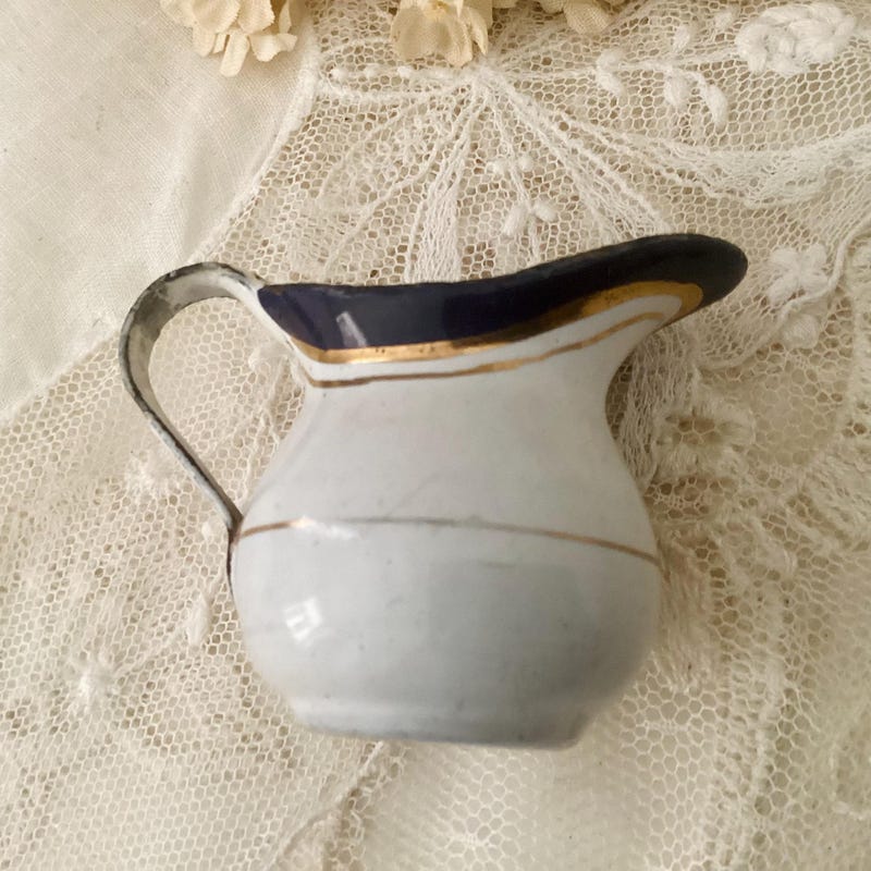 White Enamel Pitcher - Etsy
