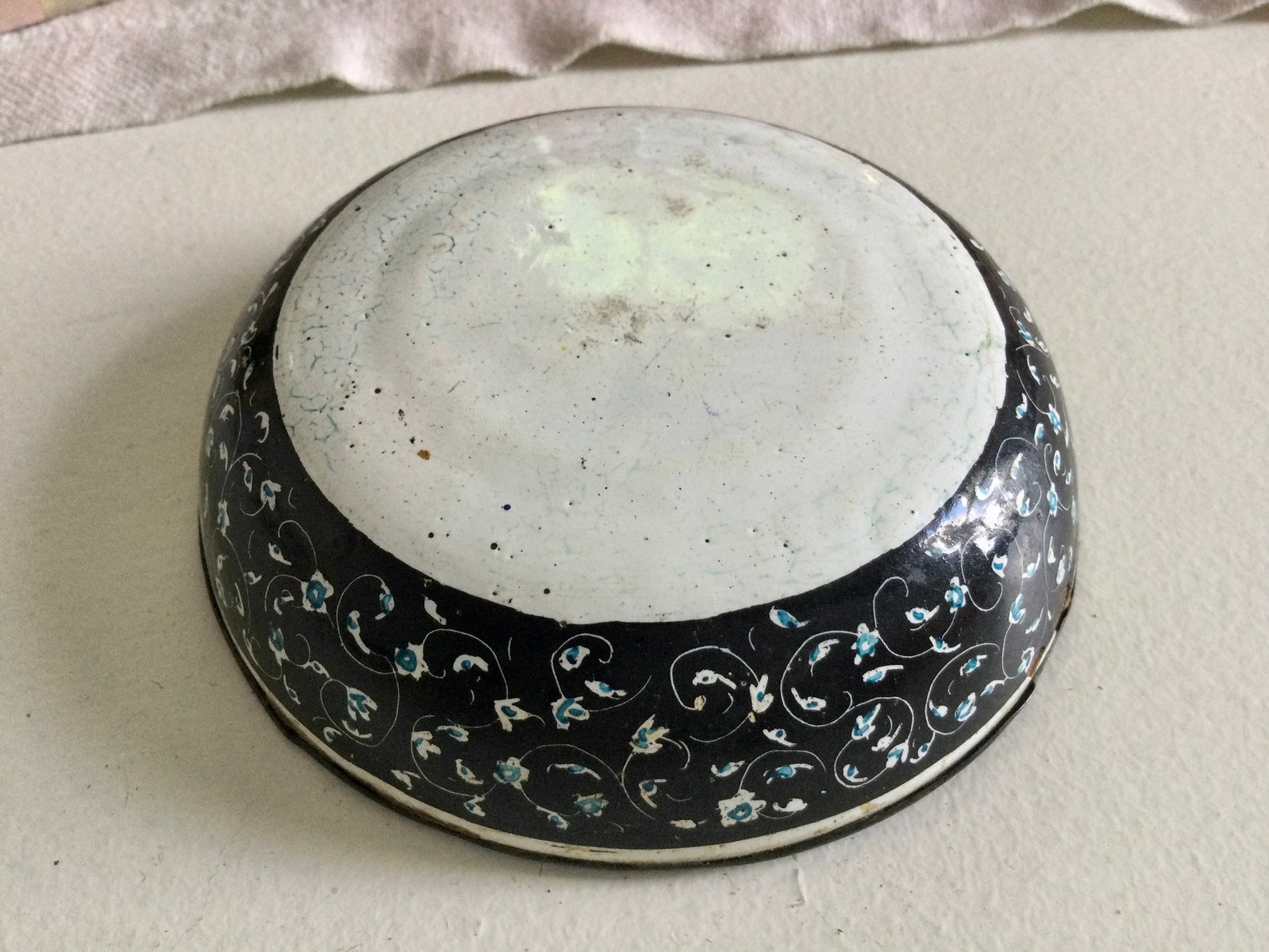 Antique Enamelware Graniteware Small Blue Ring Bowl With Tiny - Etsy