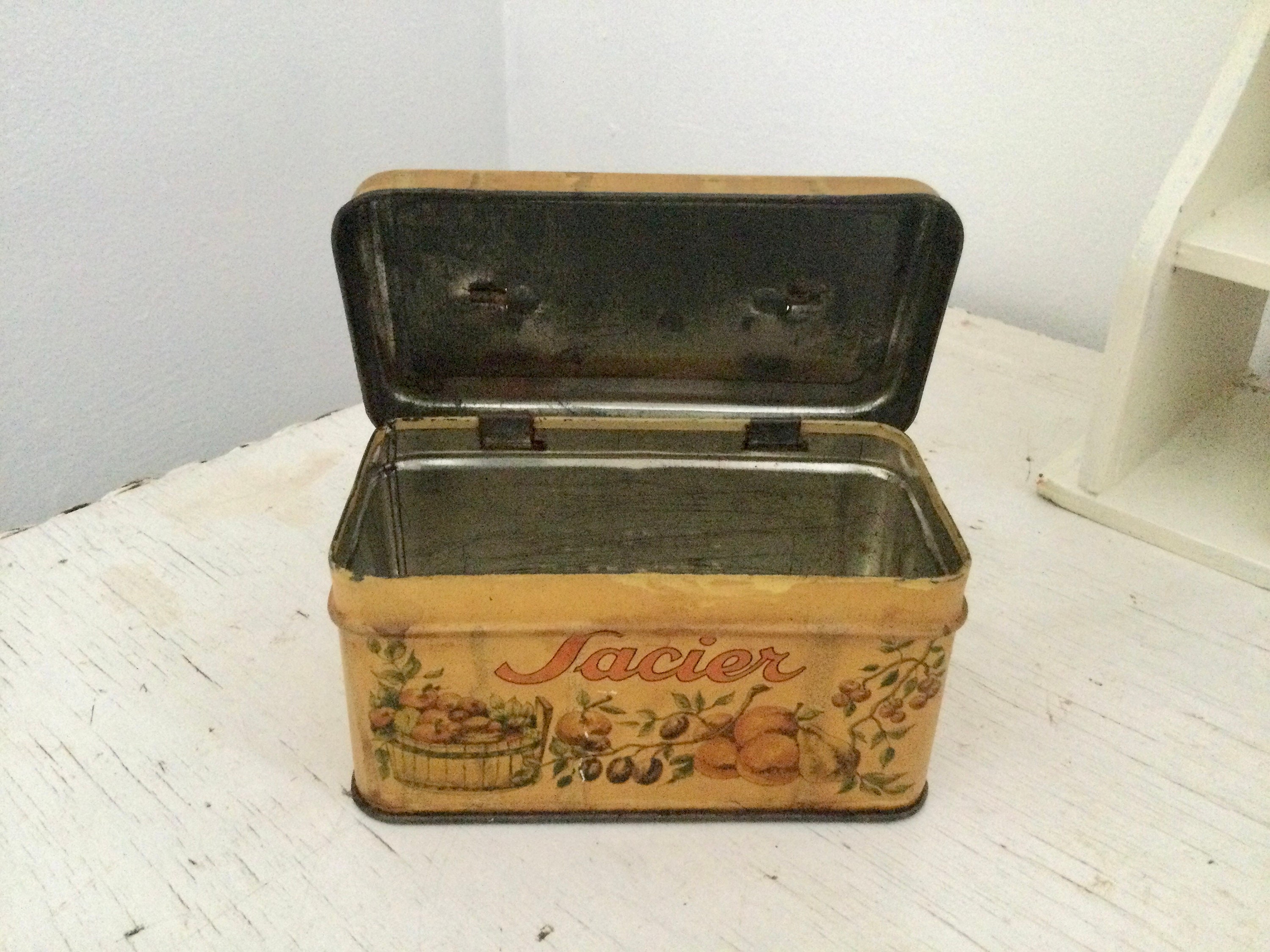 Antique Tin Box Made in Italy Tiny Snack Box Sacier - Etsy