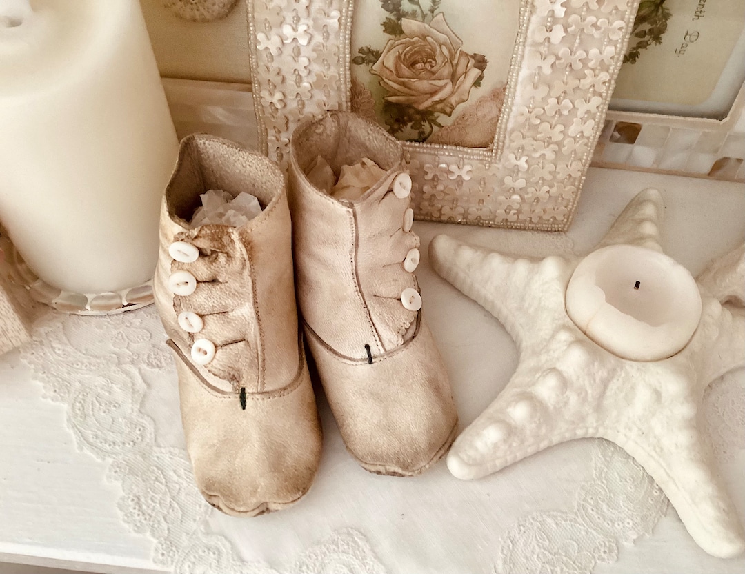 Precious High Button Baby Shoes, Antique, White With Pearl Buttons - Etsy