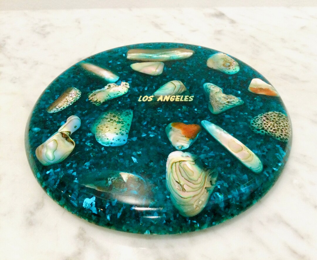 Vintage Abalone Shell Trivet or Hotplate, Turquoise - Etsy