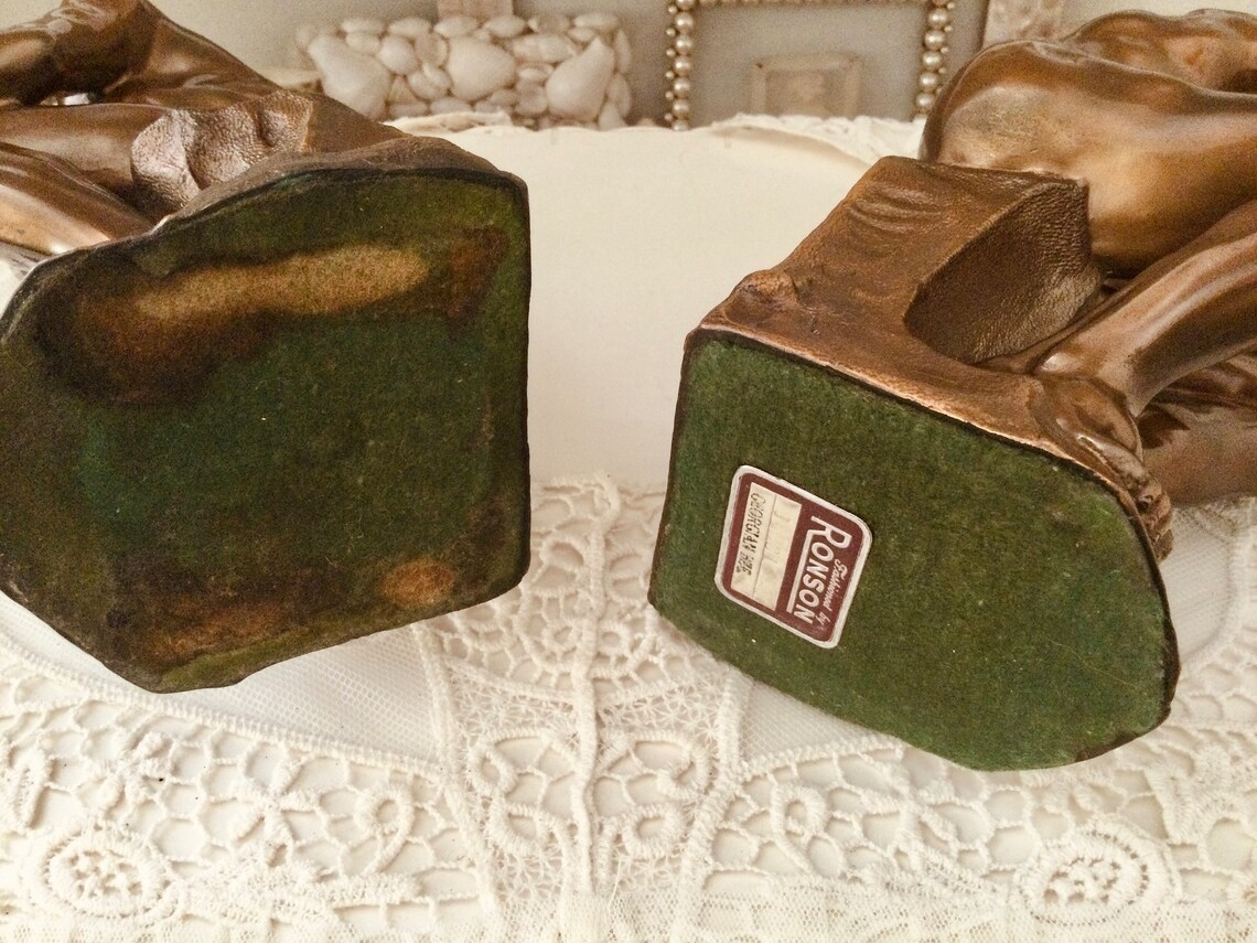 1920s American Art Deco Patinated Thinking Man Antique Bookends by ...