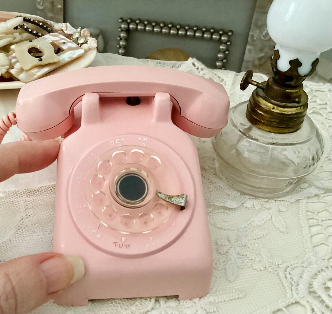 Little Rotary Phone 1960s Miniature Pink Toy Telephone Music Box, Retro ...