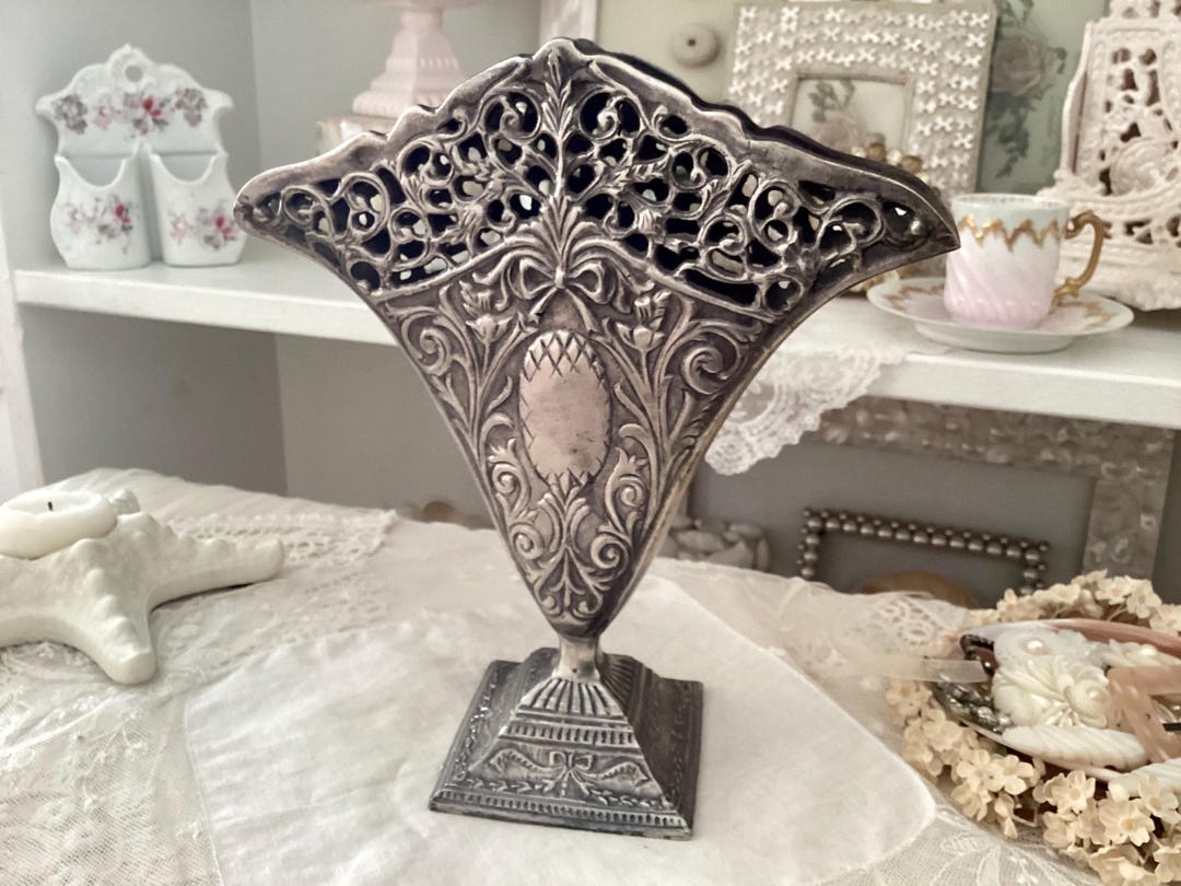 Silver Plate Repousse Vase With Raised Relief, Embossed Godinger Vase ...