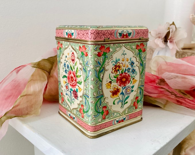 Daher Holland Vintage Canister Floral Chic Tin Box Container - Etsy