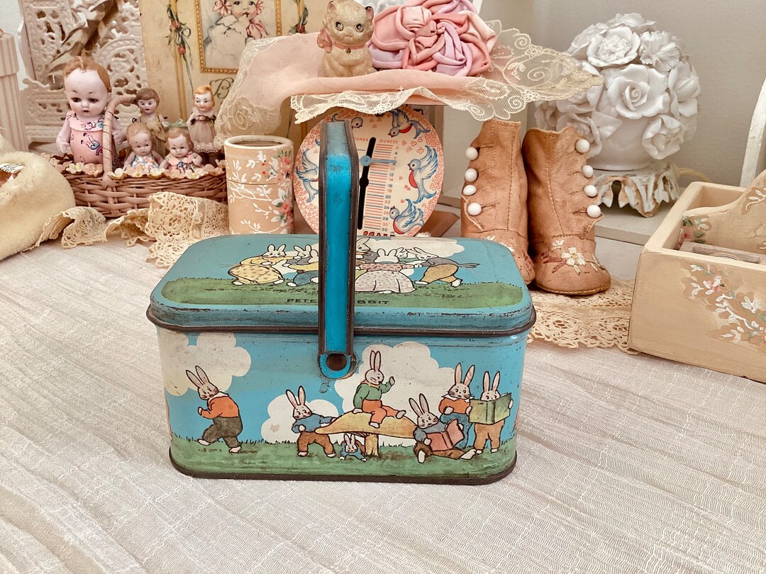 Antique Peter Rabbit Tin Basket Tin Deco Box - Etsy