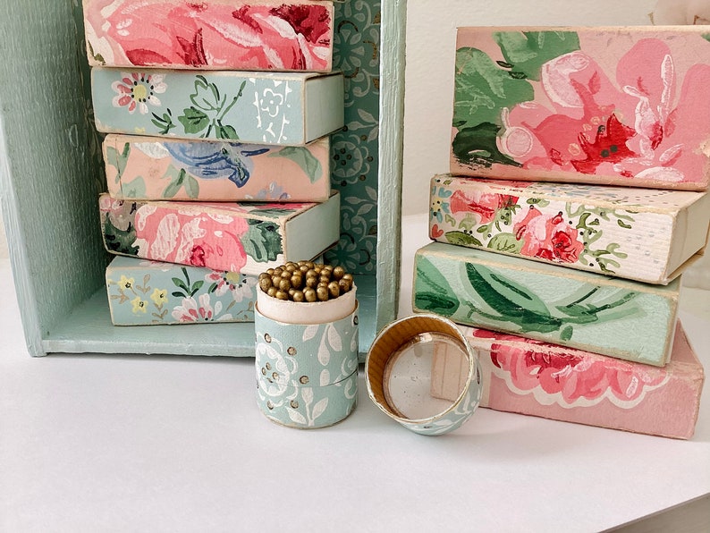 Matches in Cylindrical Box, Full, Decorated in Antique Wallpaper - Etsy