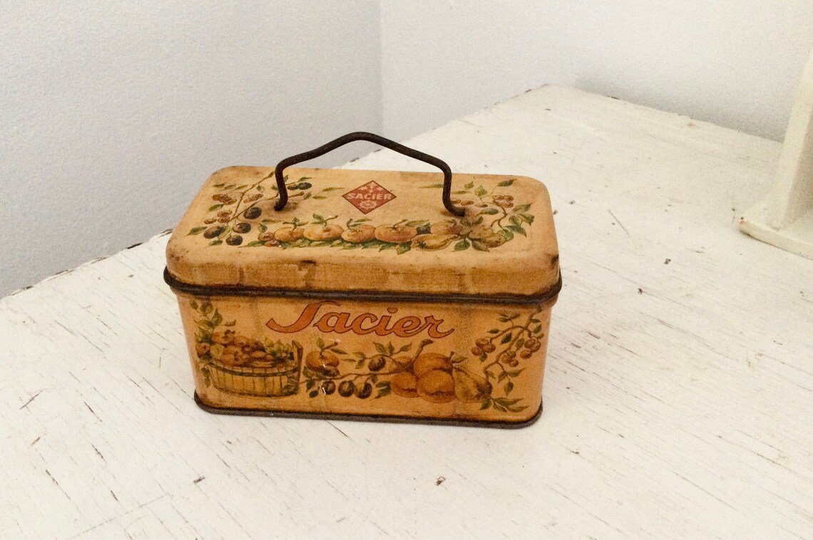 Antique Tin Box Made in Italy Tiny Snack Box Sacier - Etsy