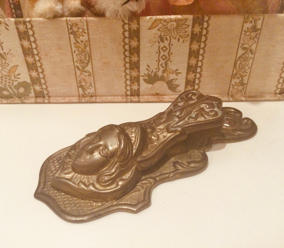 Large Ornate Brass Victorian Hand Clip Note and Receipt Holder With ...