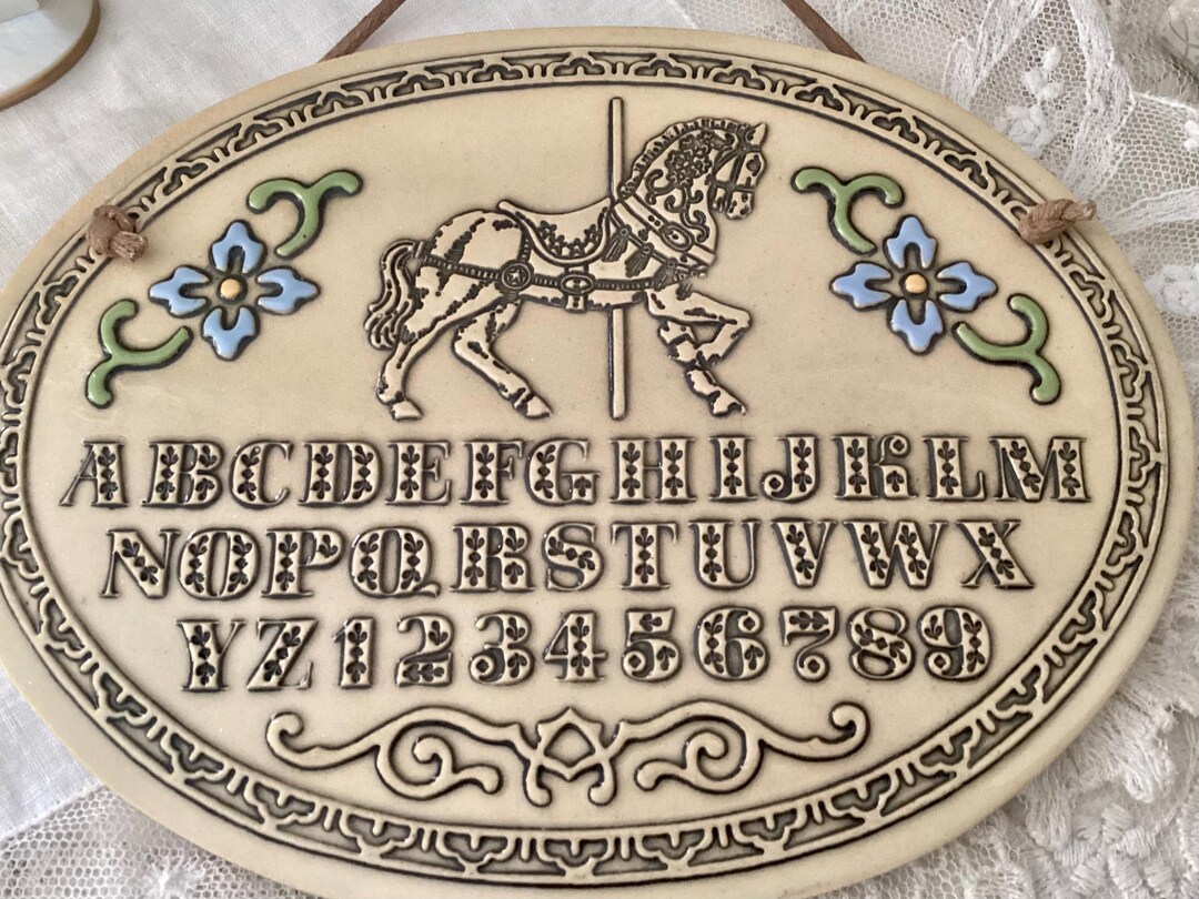 Vintage Ceramic Wall Plaque With Carousel Horse and Alphabet for Child ...