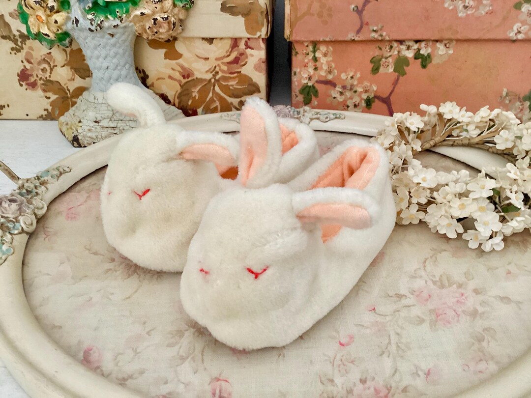 Vintage Mohair Bunny Rabbit Slippers for Dolls for Baby, Toddler ...