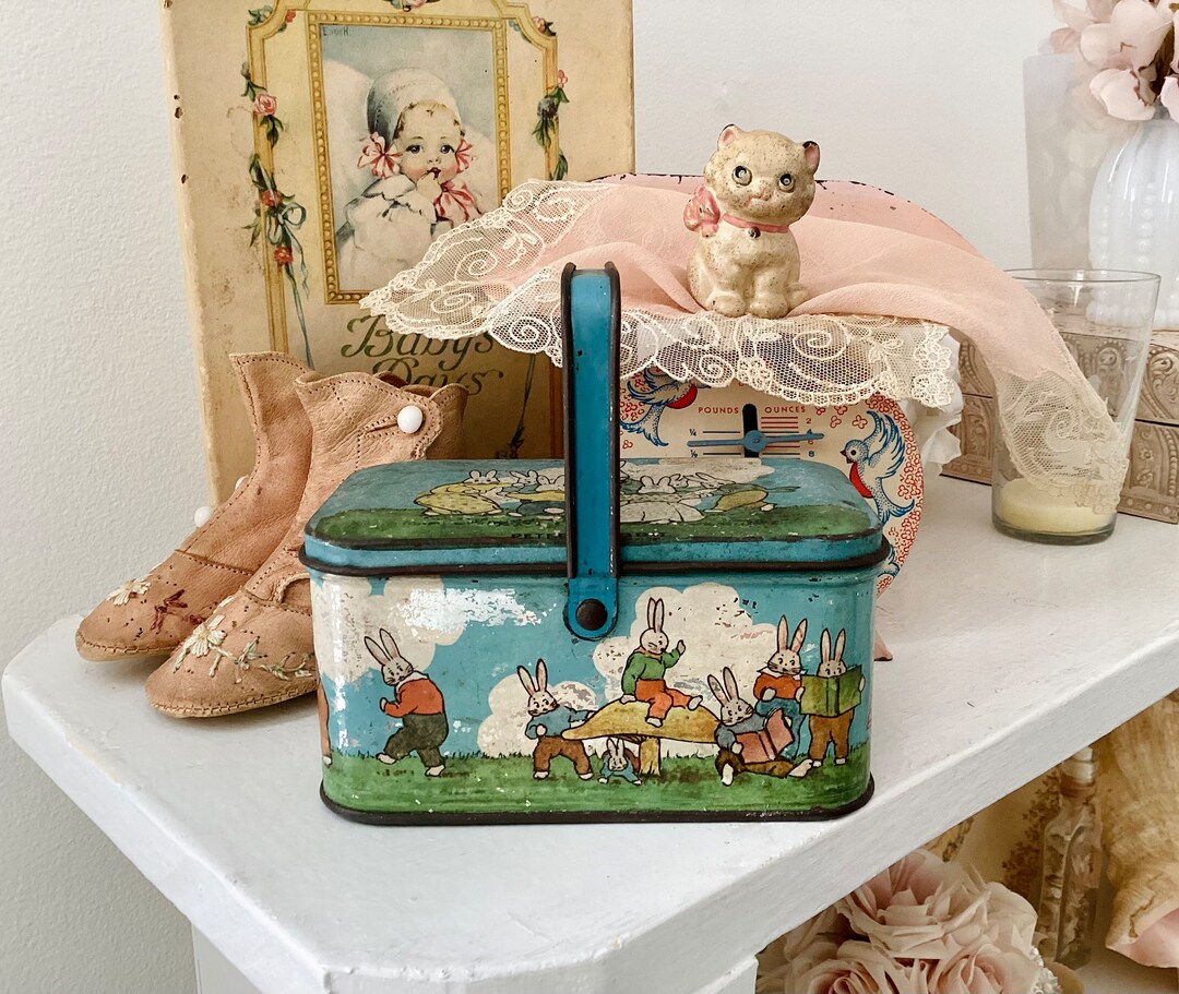 Antique Peter Rabbit Tin Basket - Tin Deco Box - Etsy