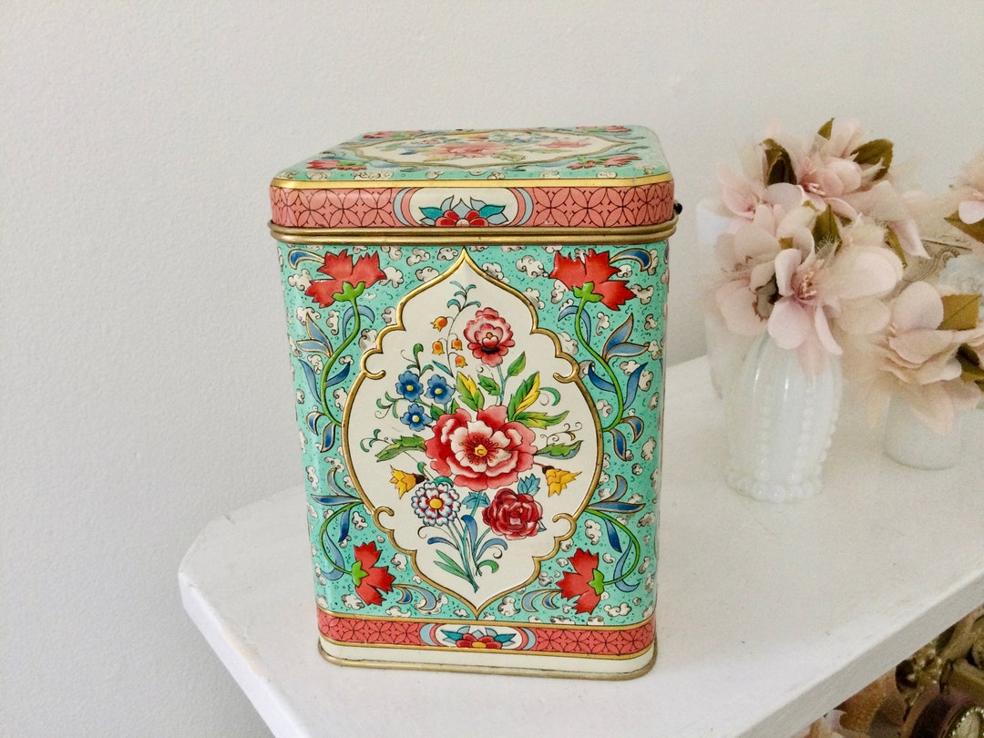 Daher Holland Vintage Canister Floral Chic Tin Box Container - Etsy