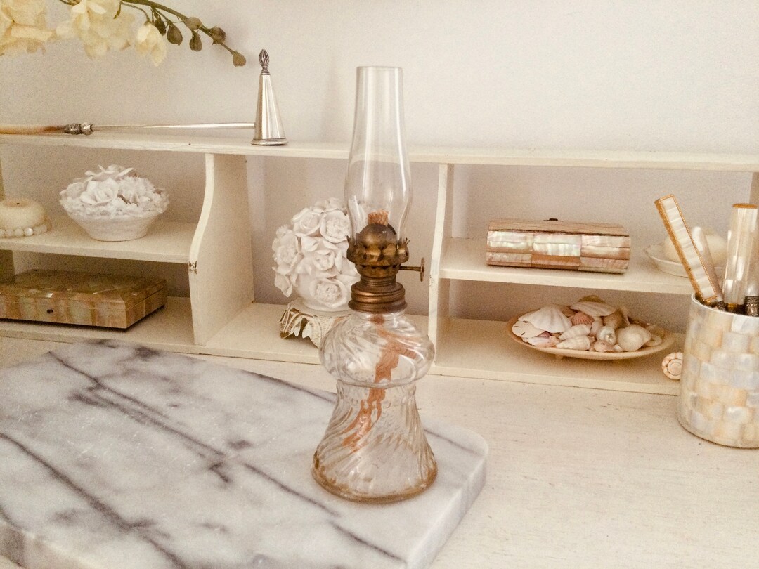 Antique Small Clear Glass Oil Lamp - Etsy