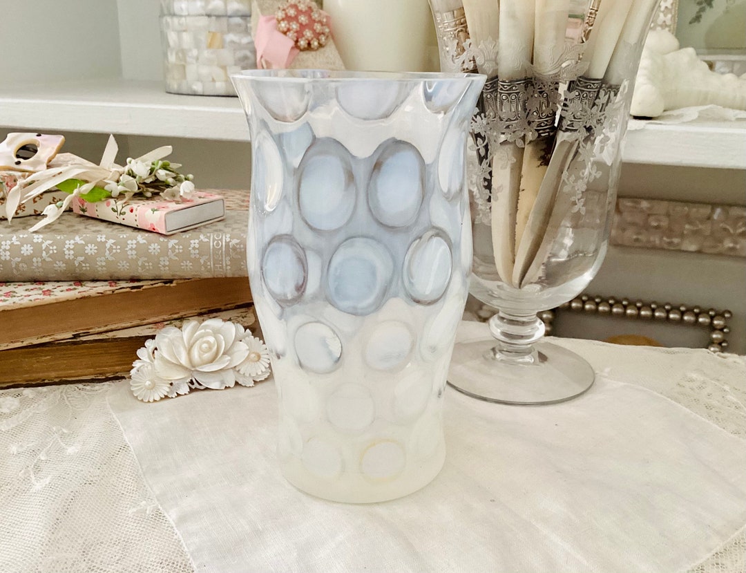 Vintage Fenton Opalescent White Coin Dot Optic Drinking Glass - Etsy