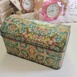 Antique Tin Box - Italian Florentine Design - Treasure Chest Shape - Etsy