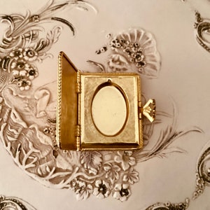 Little Book Shaped Locket, Embossed, Ornate Beautiful Gold Tone - Etsy
