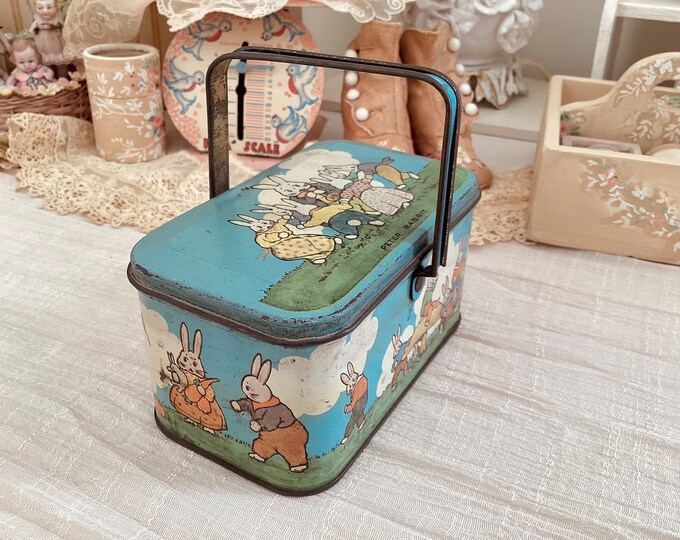 Antique Peter Rabbit Tin Basket - Tin Deco Box - Etsy