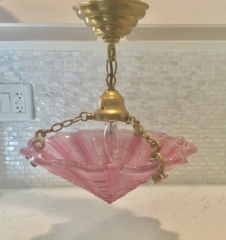 Antique Venetian Hanging Pink Shade Ceiling Light Fixture - Etsy