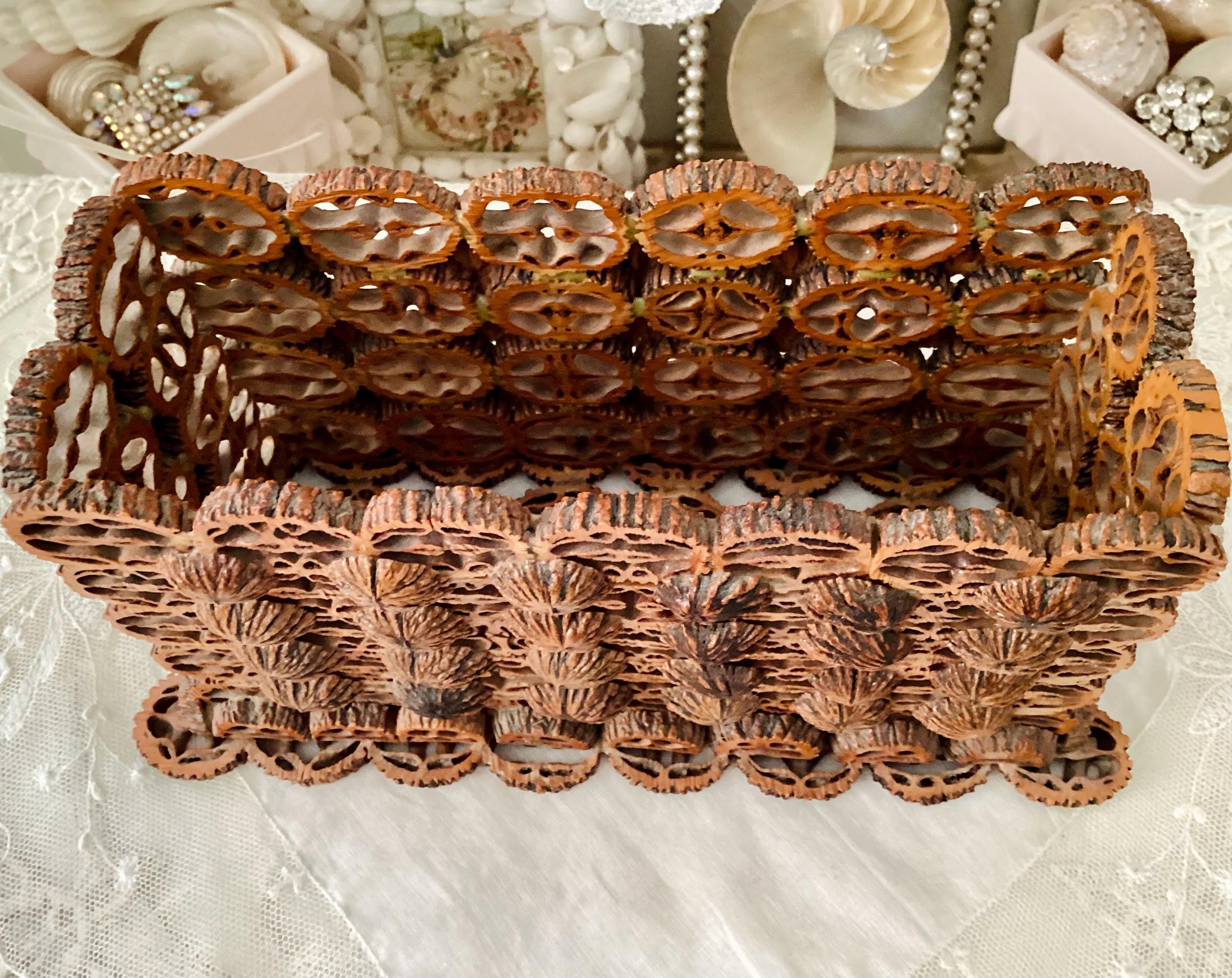 Tramp Art Basket, Desk Caddy, Letter Holder Made of Walnut Shells - Etsy
