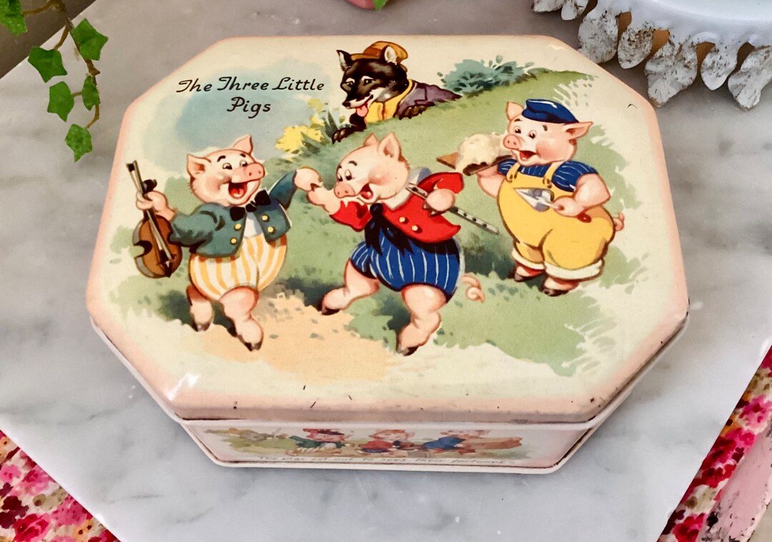 Three Little Pigs 1948 Tin Lithograph Made in England the Metal Box ...