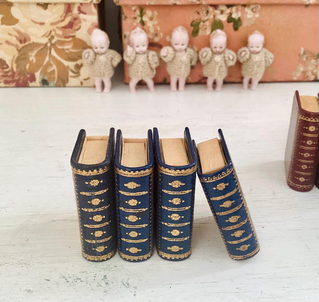 ONE Antique Little Leather Book Shaped Matchbox, Dark Blue, Match ...