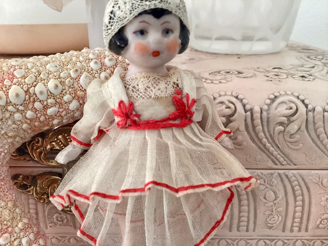 Antique Flapper Doll Miniature 1920s Tiny, in Original Dress, 4 Tall Jointed Bisque - Etsy
