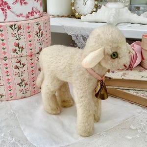 Vintage Mohair Steiff Lamby Lamb Stuffed Animal With Bell and Ribbon, 5 ...