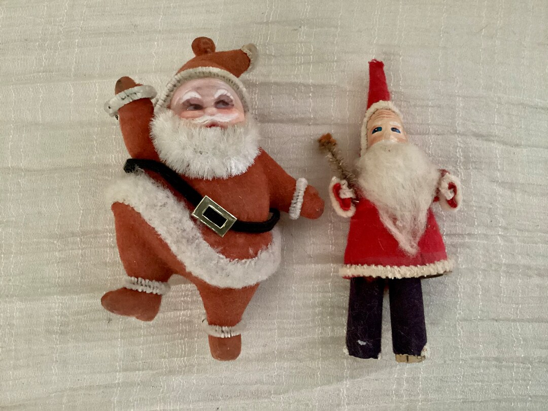 2 Vintage Felt and Pipe Cleaner Santa Clause, Antique Christmas - Etsy