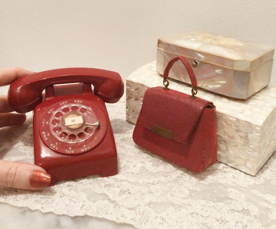 Vintage Phone 1960s Miniature Maroon Red Salesmans Sample Toy Telephone ...