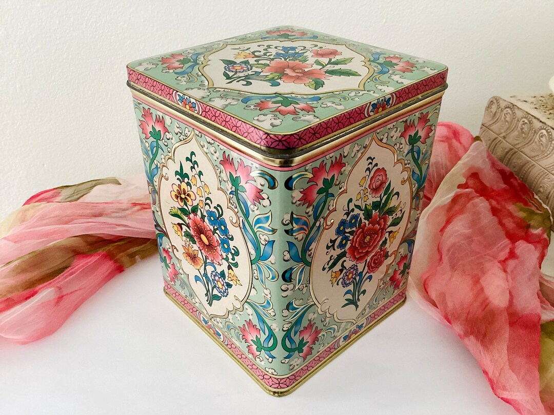 Daher Holland Vintage Canister Floral Chic Tin Box Container - Etsy