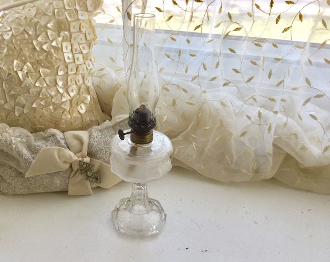 Antique Small Clear Glass Oil Lamp - Etsy