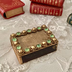 ONE Antique Little Book Shaped Gold Matchbox, With Green Rhinestones - Etsy
