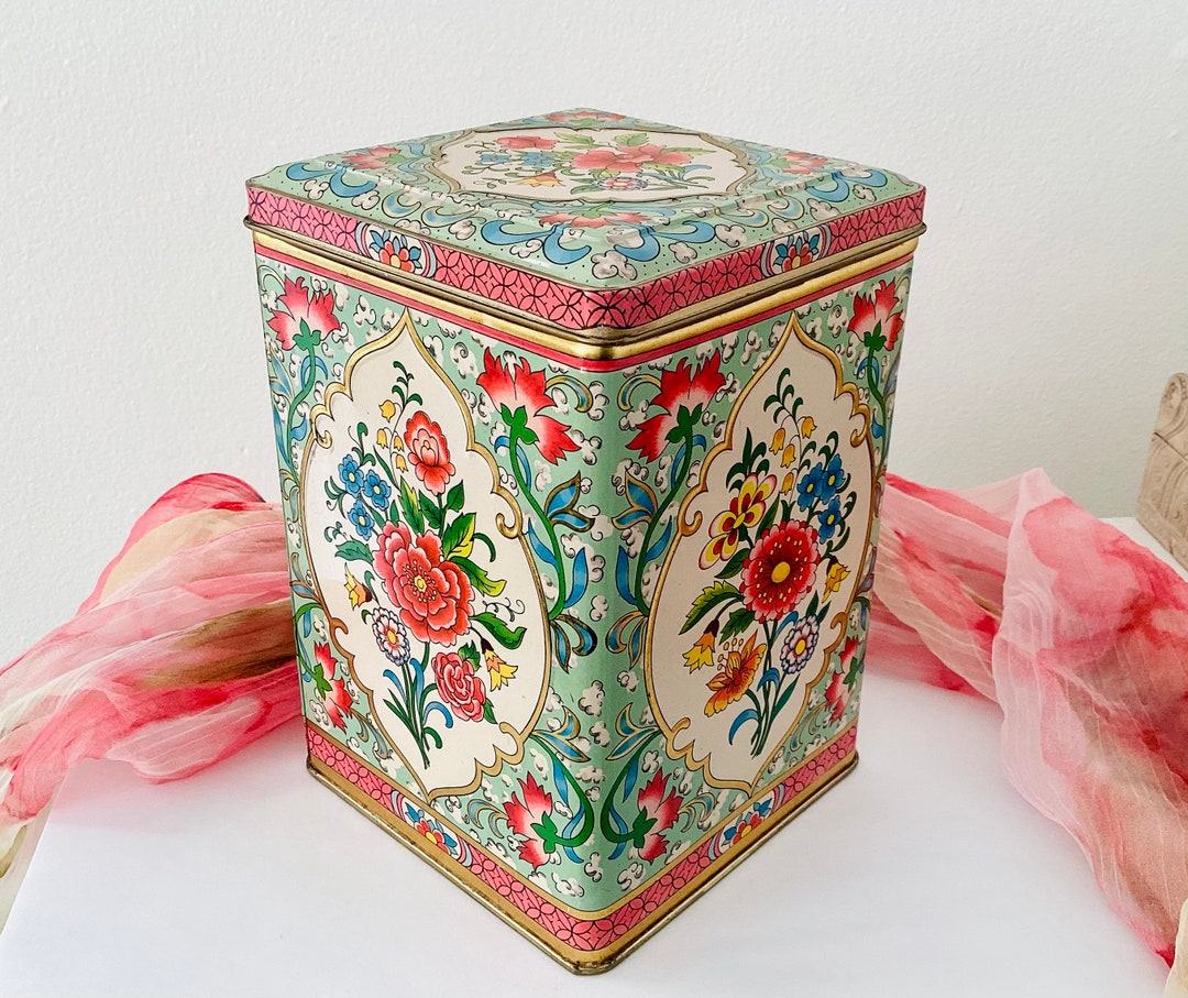Daher Holland Vintage Canister Floral Chic Tin Box Container - Etsy