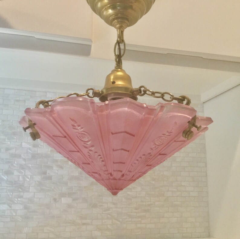 Antique Venetian Hanging Pink Shade Ceiling Light Fixture - Etsy